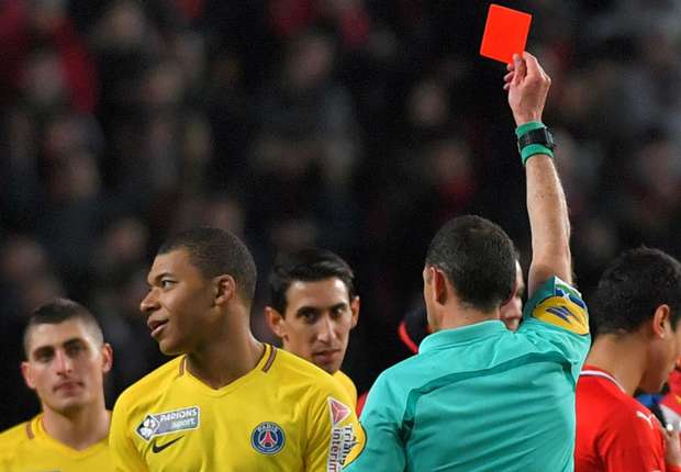 VIDEO: VAR review results in Mbappe's first career red card - Goal.com