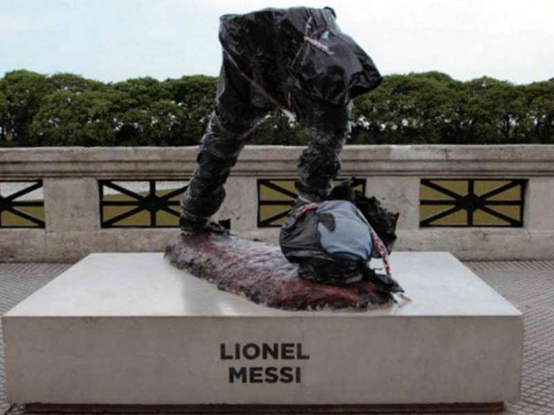 Messi statue cut in half as vandals destroy tribute to Barcelona ...
