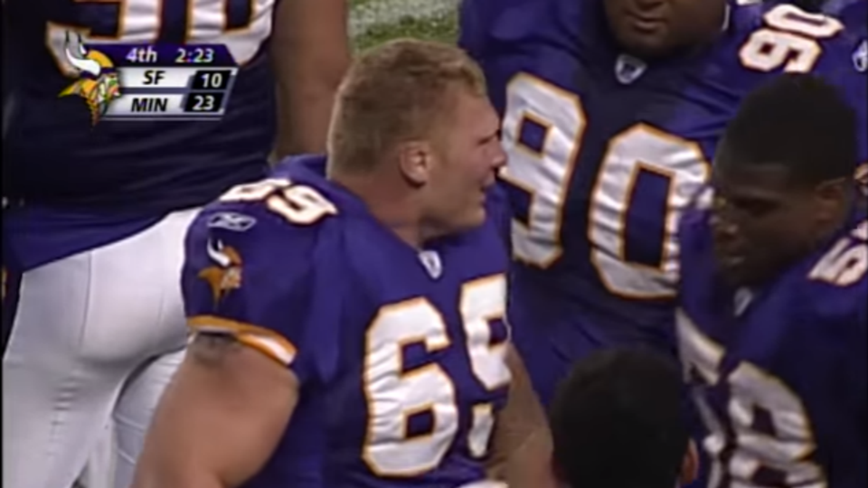 NFL releases rare footage of Brock Lesnar playing for the Vikings ...